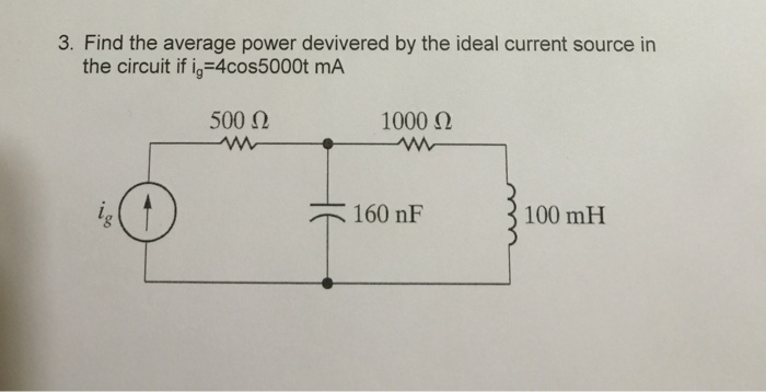 Solved Find the average power delivered by the ideal current | Chegg.com