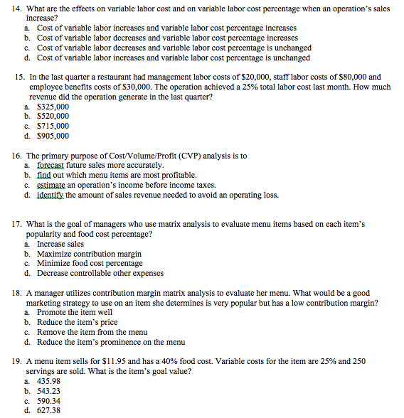 Solved What are the effects on variable labor cost and on | Chegg.com