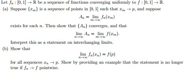 Solved Let f_n: [0, 1] rightarrow R be a sequence of | Chegg.com