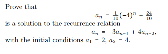 Solved Prove that is a solution to the recurrence relation | Chegg.com