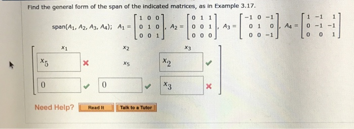 Solved Find the general form of the span of the Indicated | Chegg.com