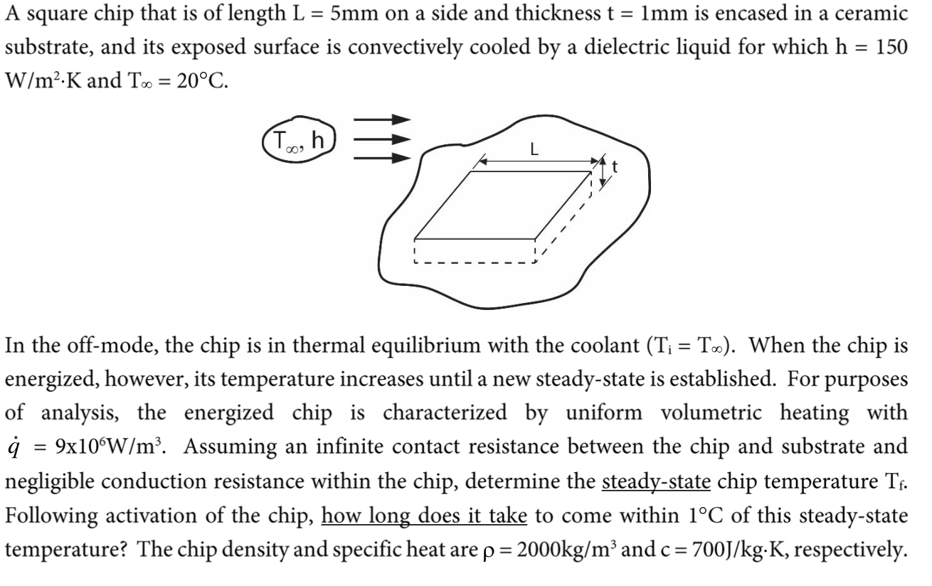 Solved A square chip that is of length L = 5mm on a side and | Chegg.com