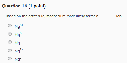 Solved Based on the octet rule, magnesium most likely forms | Chegg.com