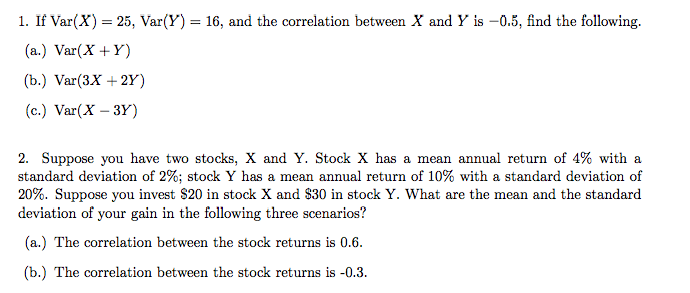 Solved If Var(X) = 25. Var(V') = 16, and the correlation | Chegg.com