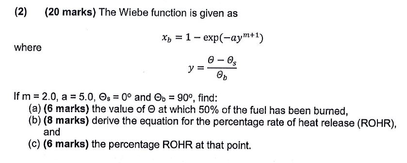 The Wiebe function is given as x_b = 1 - | Chegg.com