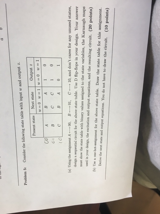 Solved Consider the following state table with input w and | Chegg.com