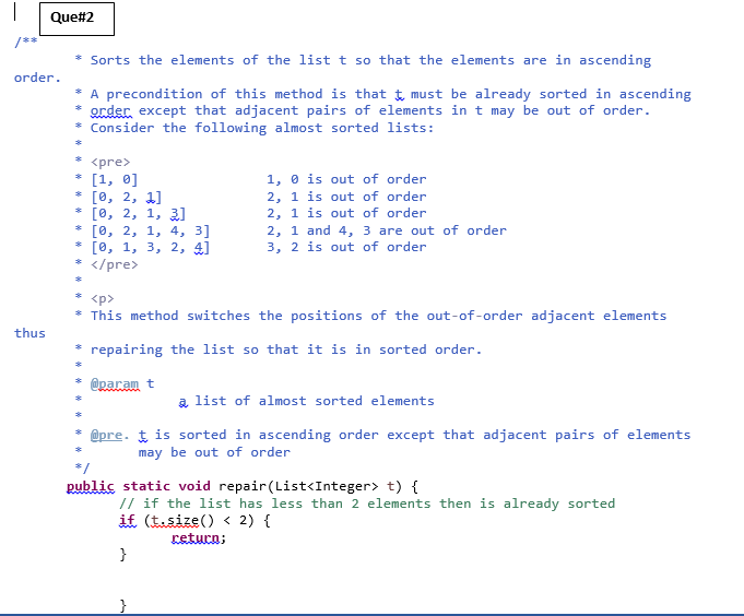 Solved Que#2 Sorts the elements of the list t so that the | Chegg.com