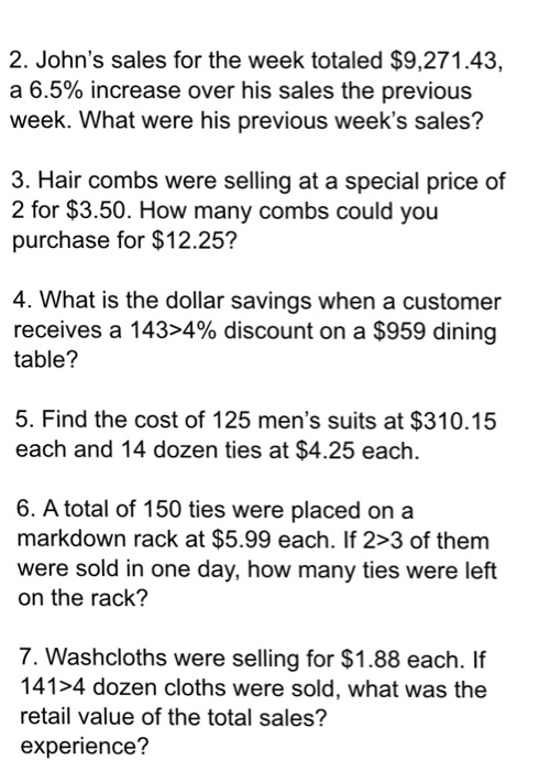 Solved This questions are from the merchandising mathematics | Chegg.com