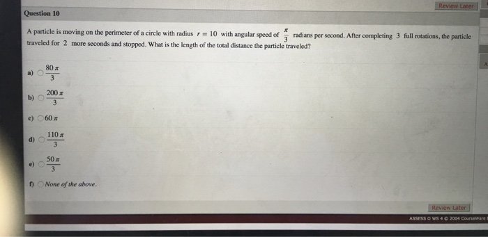 Solved A particle is moving on the perimeter of a circle | Chegg.com