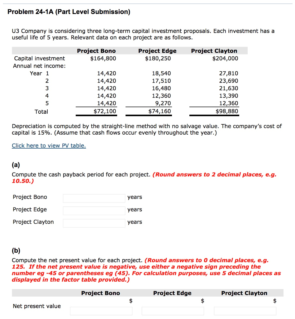 Solved Problem 24-1A (Part Level Submission) U3 Company is | Chegg.com