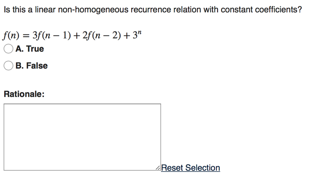 Solved Is this a linear non-homogeneous recurrence relation | Chegg.com