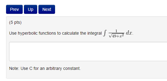 Solved Use Hyperbolic Functions To Calculate The Integral