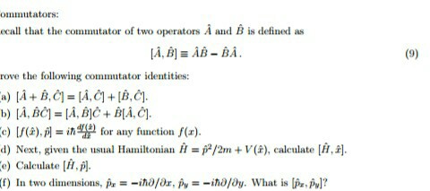 Solved Commutators: Recall that the commutator of two | Chegg.com