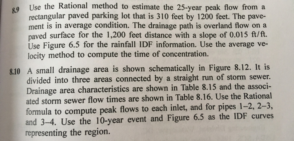 Solved Use the Rational method to estimate the 25-year peak | Chegg.com