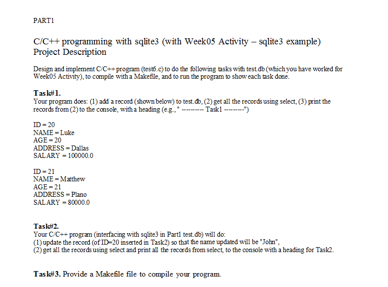 Solved Test.db is a test database that I created with | Chegg.com