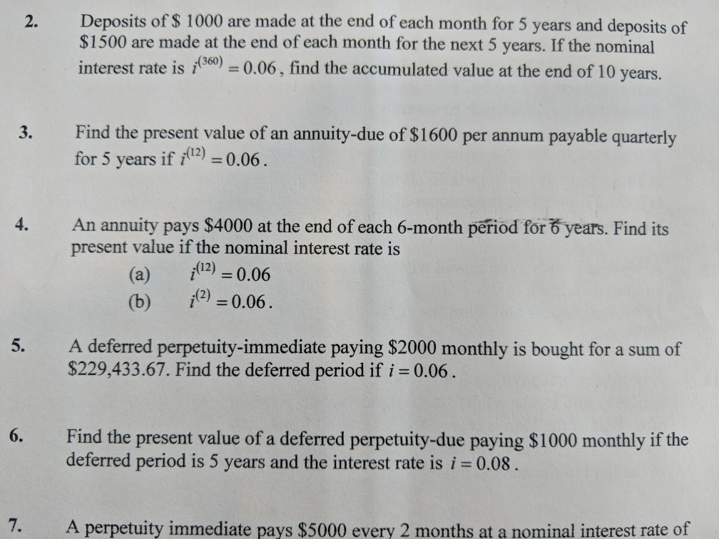 Solved Deposits Of 1000 Are Made At The End Of Each Month Chegg