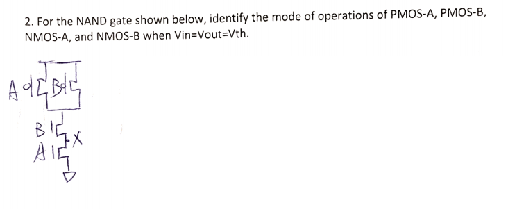 Solved 2. For the NAND gate shown below, identify the mode | Chegg.com