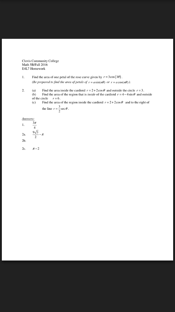 Solved Clovis Community College Math 5B/Fall 2016 EAL7 | Chegg.com