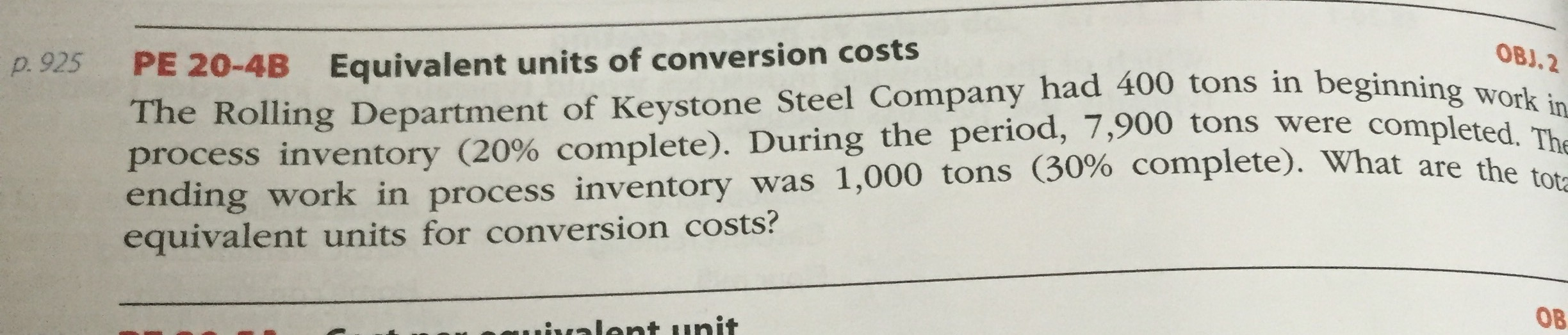 Solved 25 PE 20-4B Equivalent units of conversion costs | Chegg.com