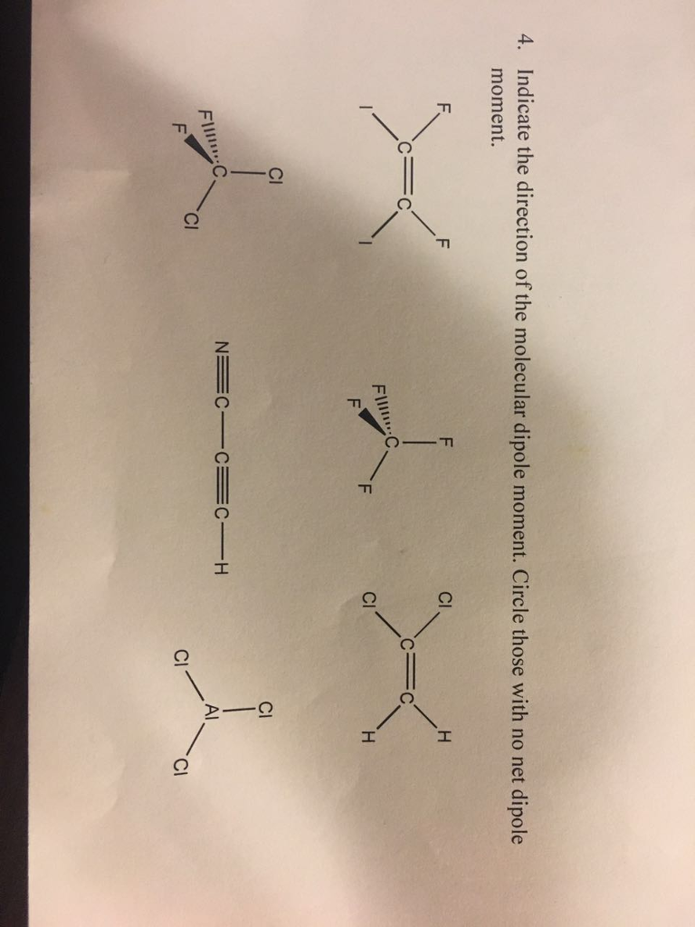 Solved Indicate the direction of the molecular dipole | Chegg.com