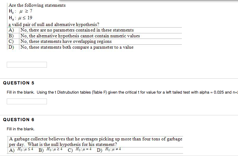 Solved Are the following statements HA : μ 19 a valid pair | Chegg.com