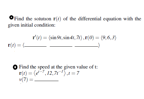 Solved Find the solution r(t) of the differential equation | Chegg.com