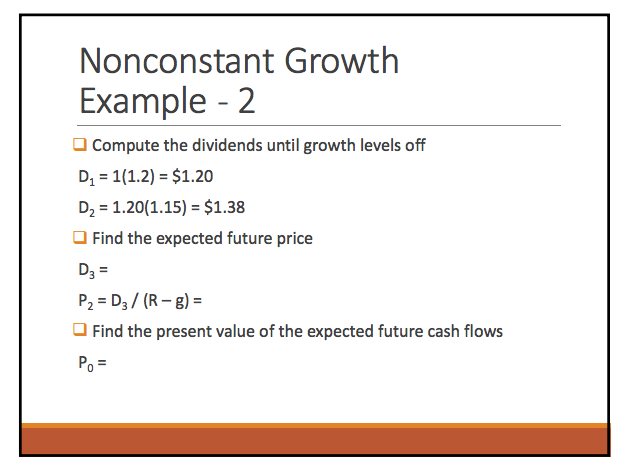 Solved Nonconstant Growth Example - 2 Compute the dividends | Chegg.com