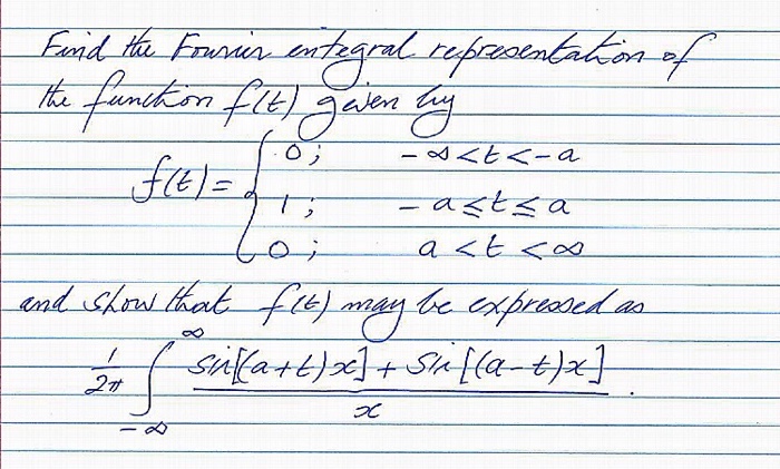 Solved Find the Fourier integral representation of the | Chegg.com