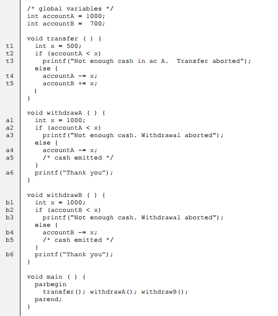 Solved ; (Critical Section) In a bank there are two | Chegg.com