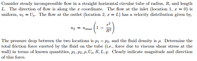 Solved Consider steady incompressible flow in a straight | Chegg.com