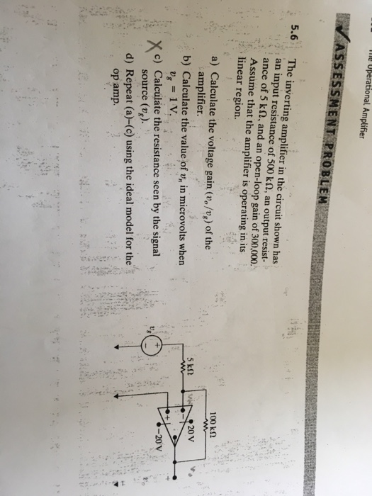 Solved Assume the inverting op-amp loaded with 500 ohm | Chegg.com