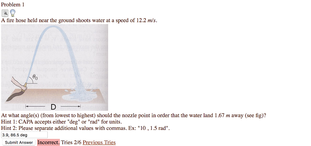 Solved Problem 1 A fire hose held near the ground shoots | Chegg.com