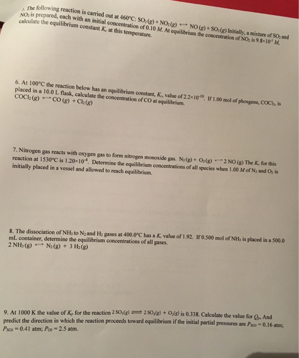 Solved The following reaction is carried out at 460 degree | Chegg.com