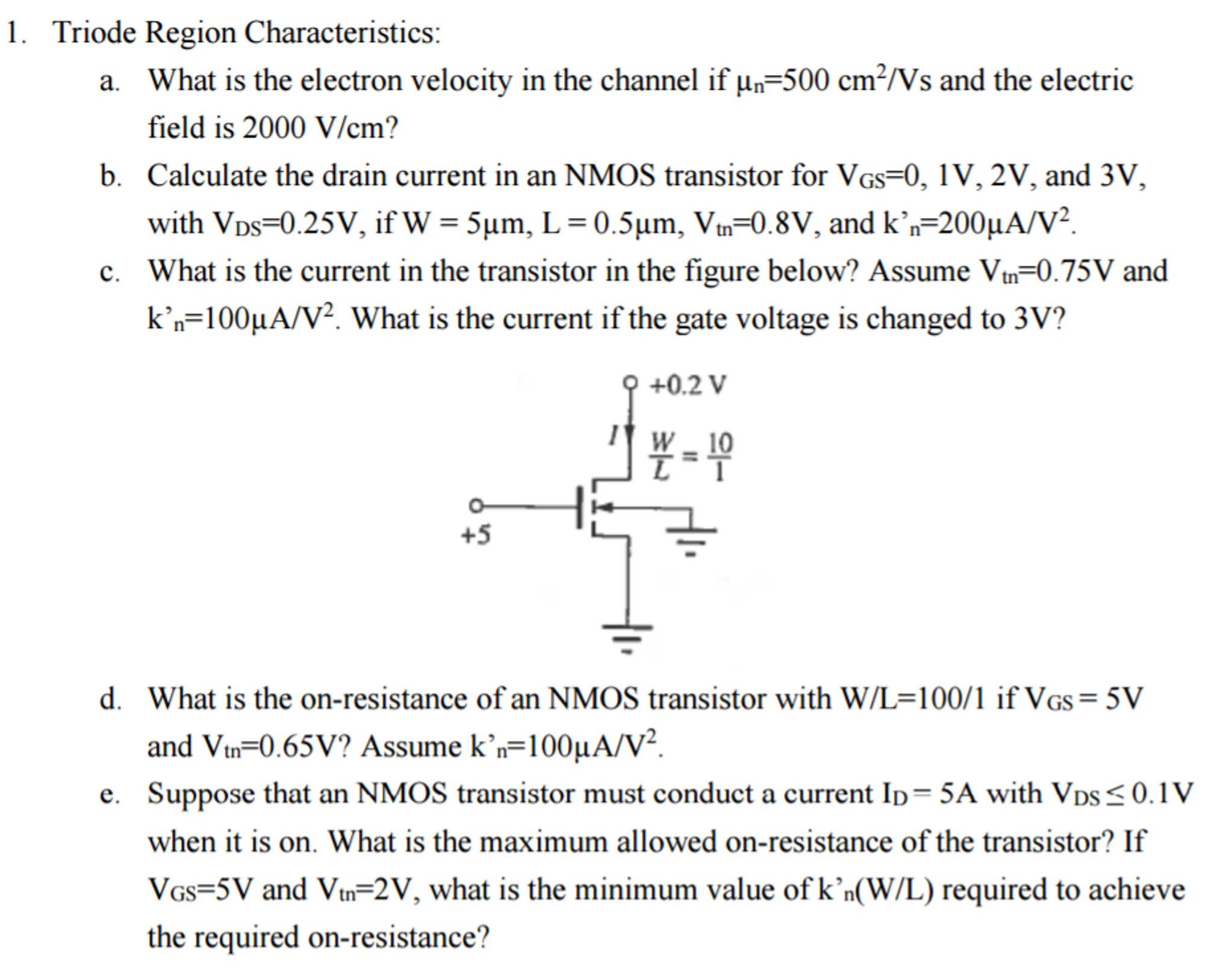 Solved Triode Region Characteristics: a. What is the | Chegg.com
