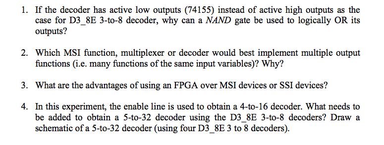 Solved 1. If the decoder has active low outputs (74155) | Chegg.com