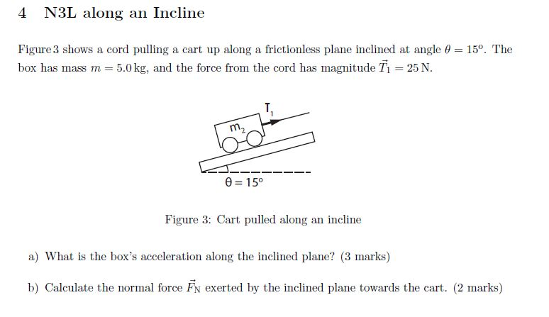 Solved A cord pulling a cart up along a frictionless plane | Chegg.com