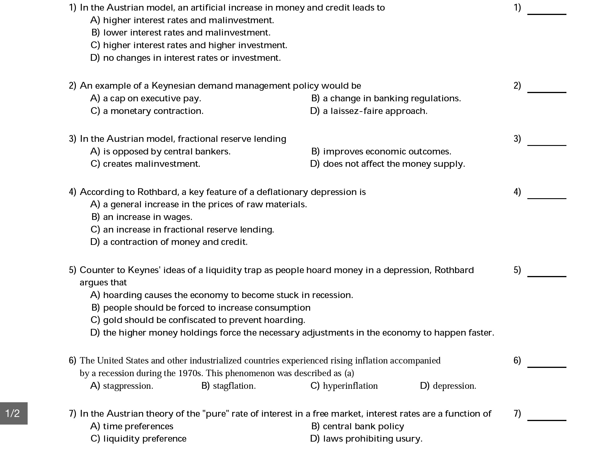 In the Austrian model, an artificial increase in | Chegg.com