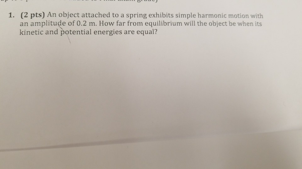 Solved (2 pts) An object attached to a spring exhibits | Chegg.com