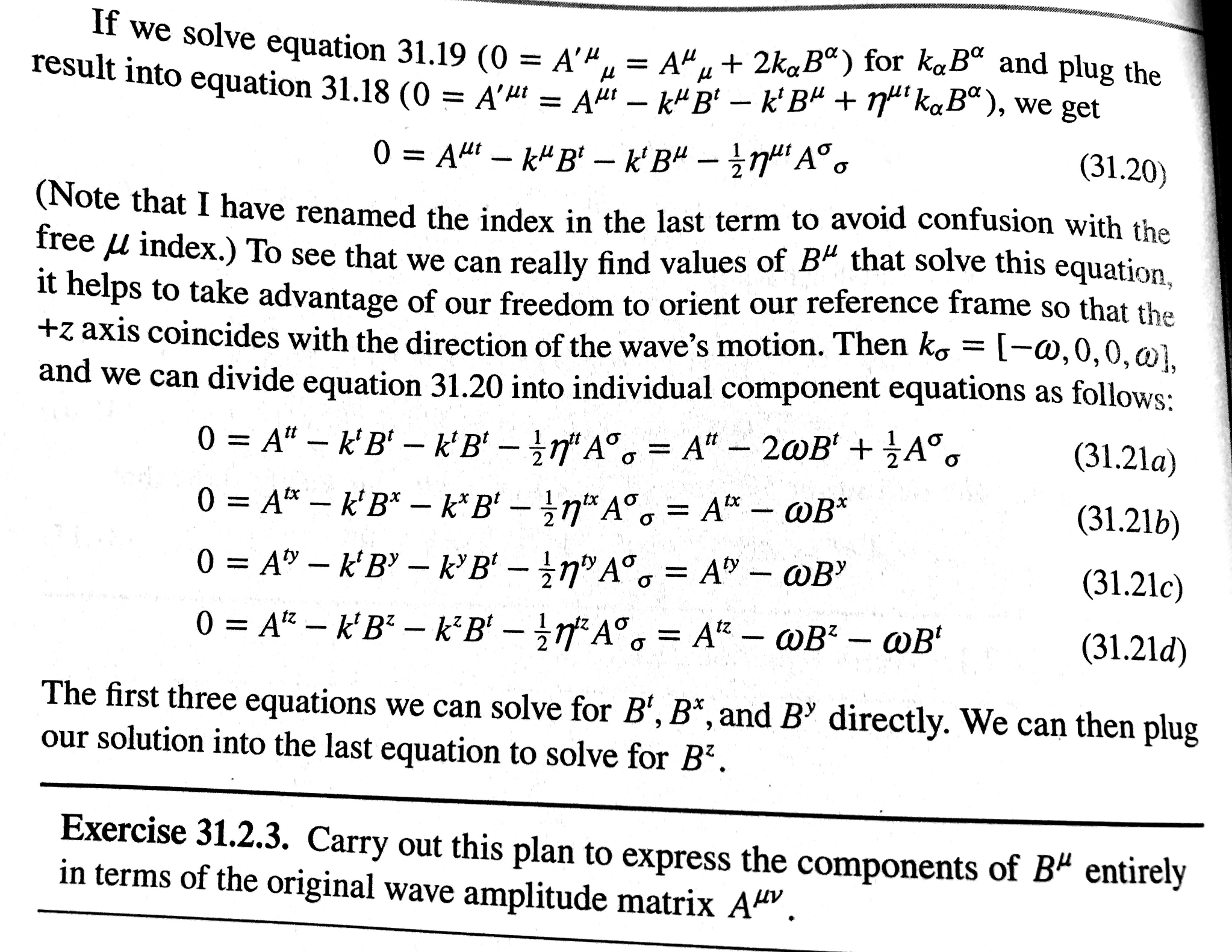 If we solve equation 31.19 (0=A'^mu _mu = A^mu + | Chegg.com