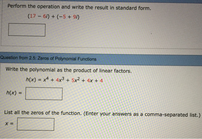 Solved Perform the operation and write the result in | Chegg.com