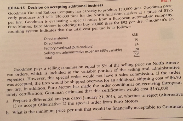 Solved Decision on accepting additional business Goodman | Chegg.com