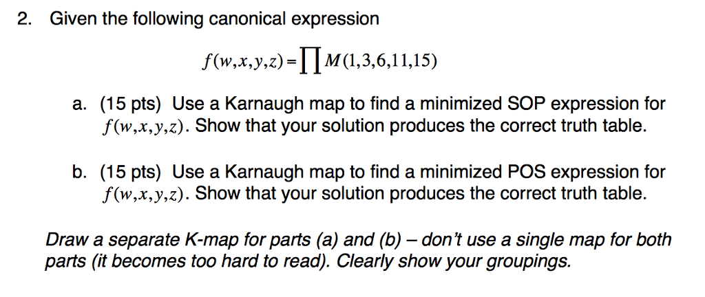 Solved 2. Given the following canonical expression | Chegg.com
