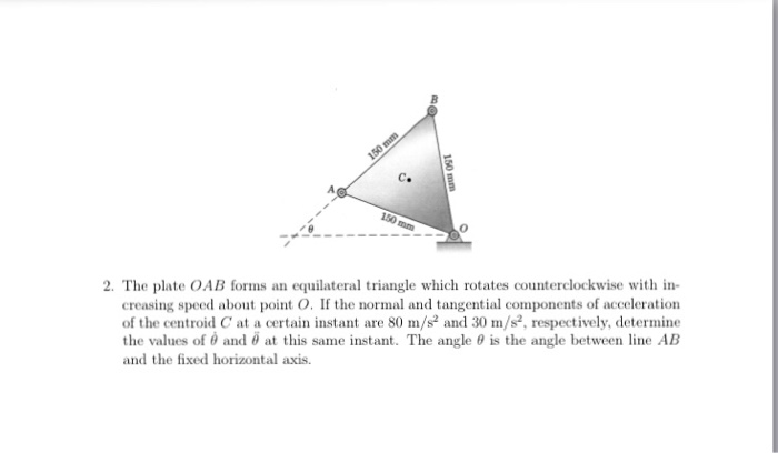 Solved The plate OAB forms an equilateral triangle which | Chegg.com