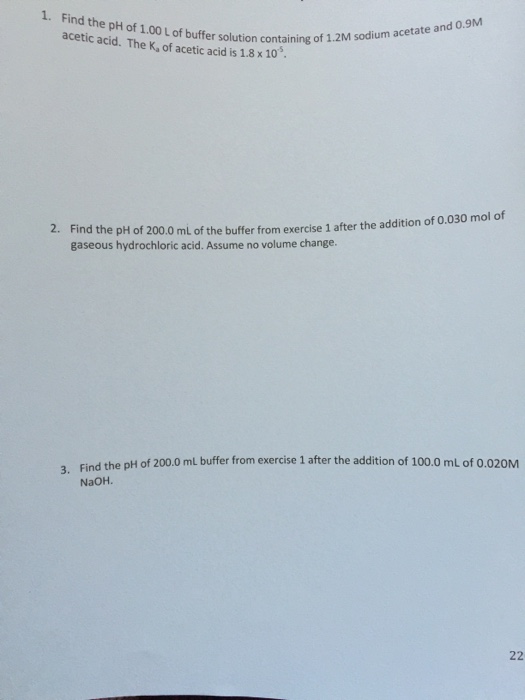 Solved Find the pH of 1.00L of buffer solution containgng of | Chegg.com