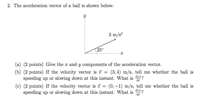 Solved The acceleration vector of a ball is shown below: | Chegg.com
