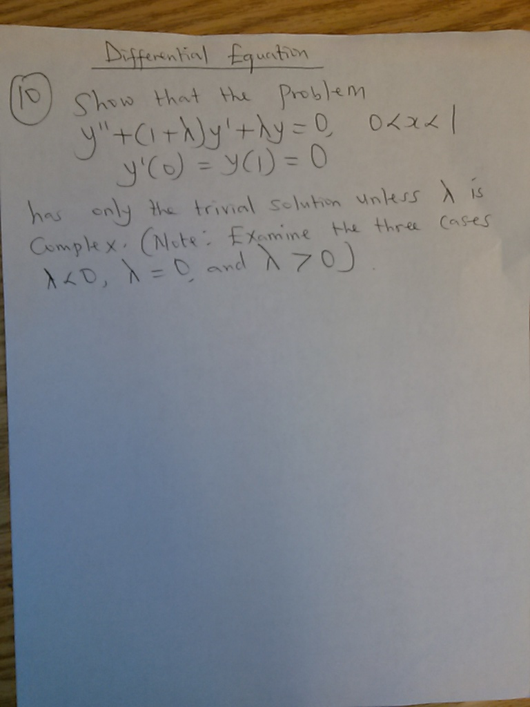 Solved ACv Show that the problem hos only he trivial | Chegg.com