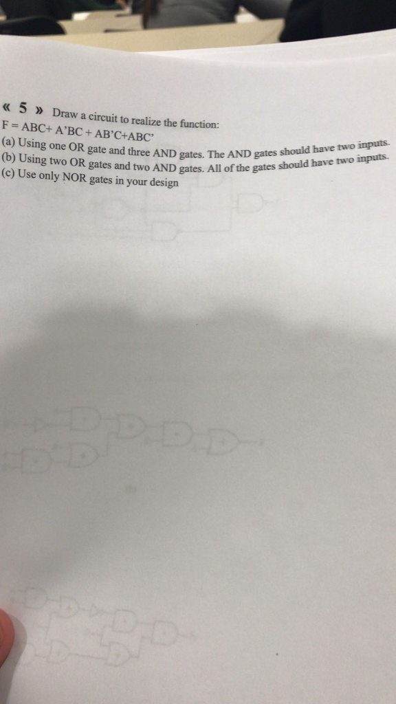 Solved « 5 » Draw a circuit to realize the function: F= | Chegg.com