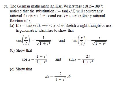 Solved Making use of the Weierstrass substitutions for sin x | Chegg.com