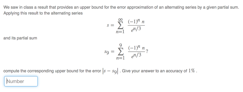 Solved We saw in class a result that provides an upper bound | Chegg.com