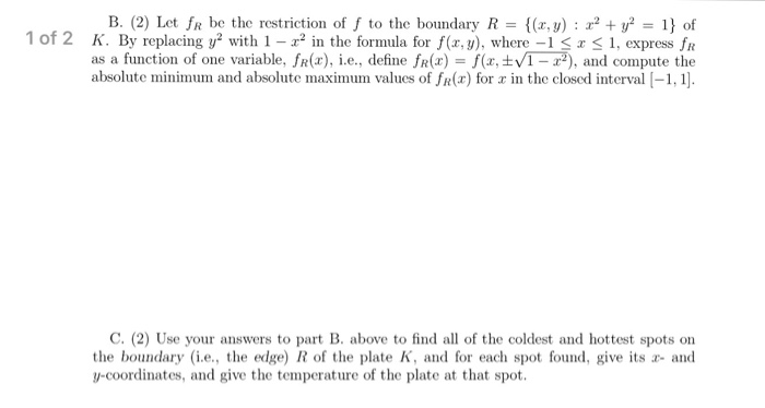 Solved Show all work, and if your solution involves several | Chegg.com